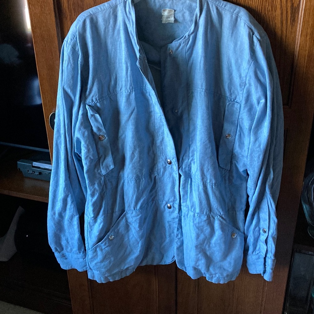 Snap Front Linen Jacket - Gem